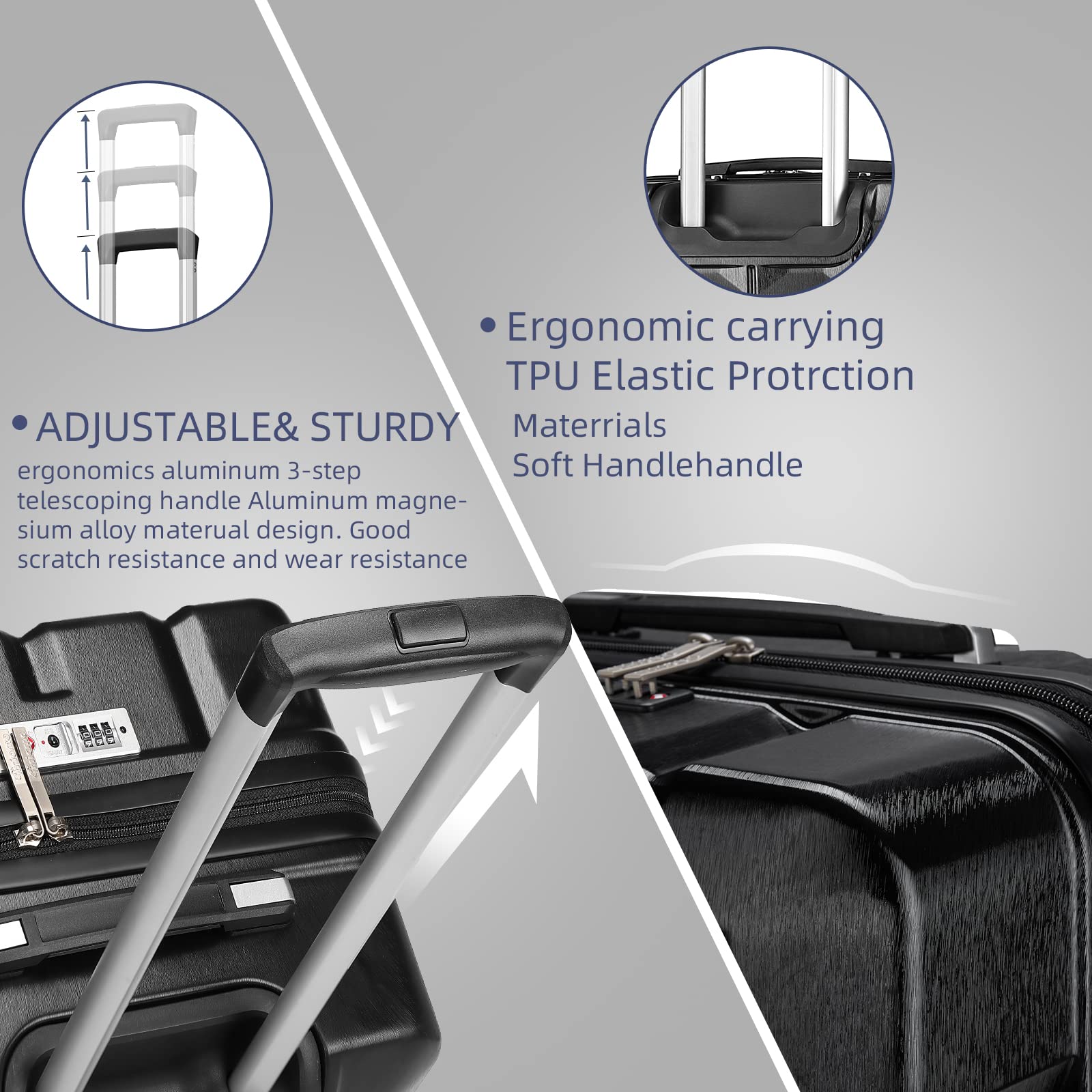 imiomo 2 Piece Luggage set Clearance, Travel Suitcase with Spinner Wheels TSA lock, Hardshell Lightweight Suitcase set for men and women (BLACK, 20/24)