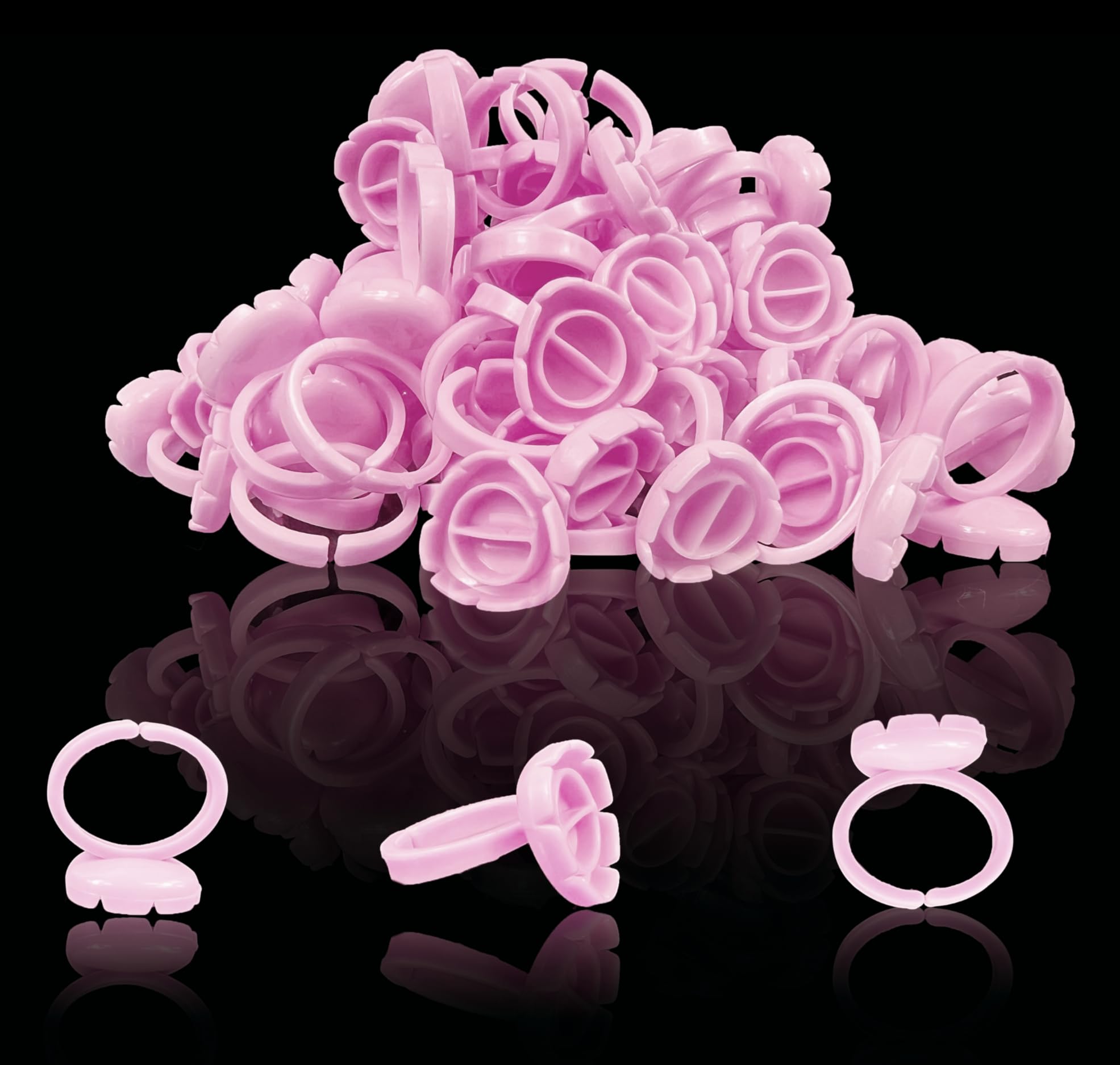 KB ESSENTIALS 200pcs Glue Rings for Eyelash Extensions - Lash Extension Ring Holder Cup Professional Tech Supplies – Adjustable, Disposable & Flower Nail Art, Tattoo Makeup