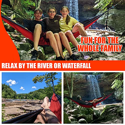 Long Day Camping Hammock with Camping Pillow Included- Portable Hammock - Single or Double Hammock Camping with Tree Straps and Hammock Pillow Included (Blue/Blue)