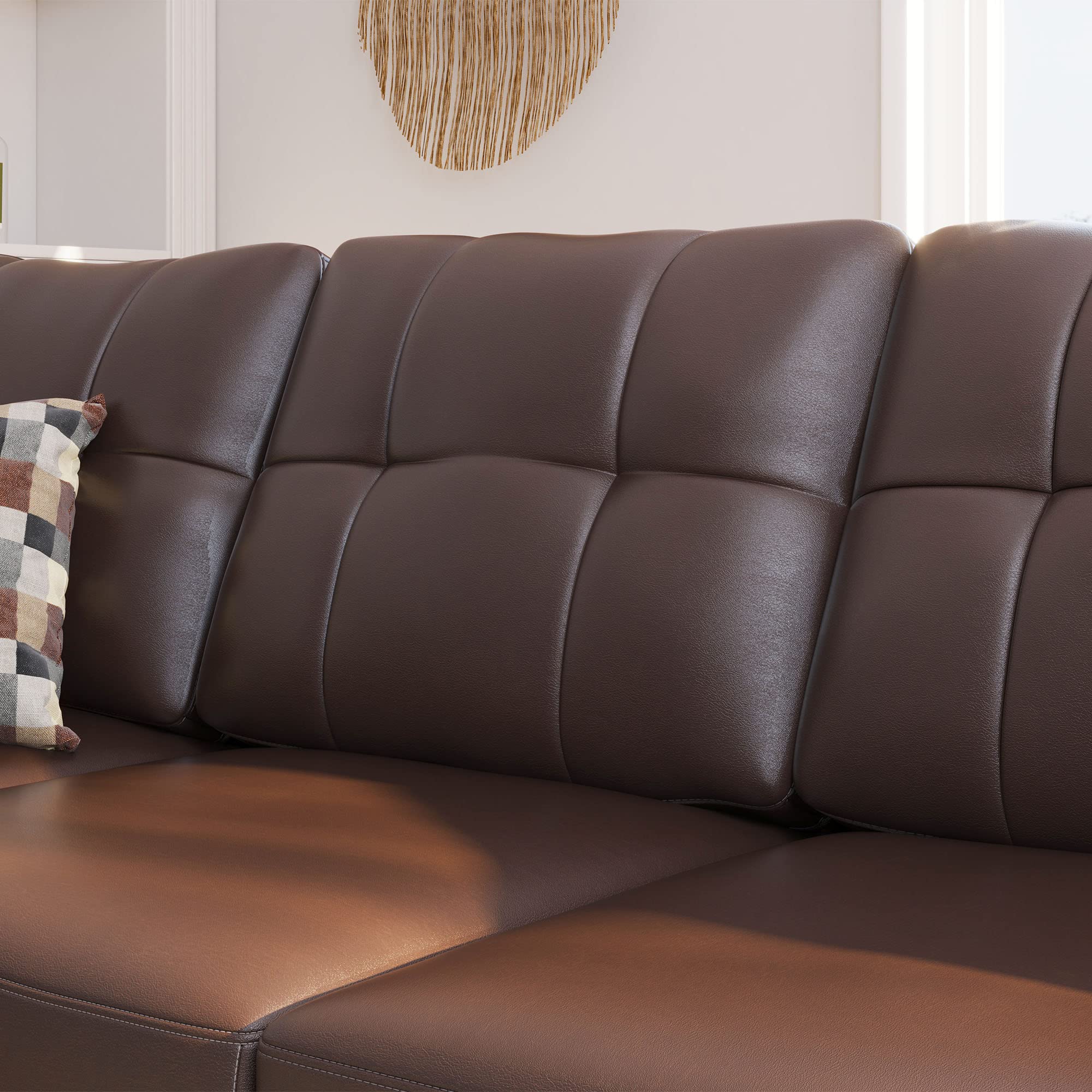 HONBAY Velvet Convertible Sectional Sofa L Shaped Couch with Storage Ottoman Reversible Sectional Couch Sofa for Small Space,Light Grey
