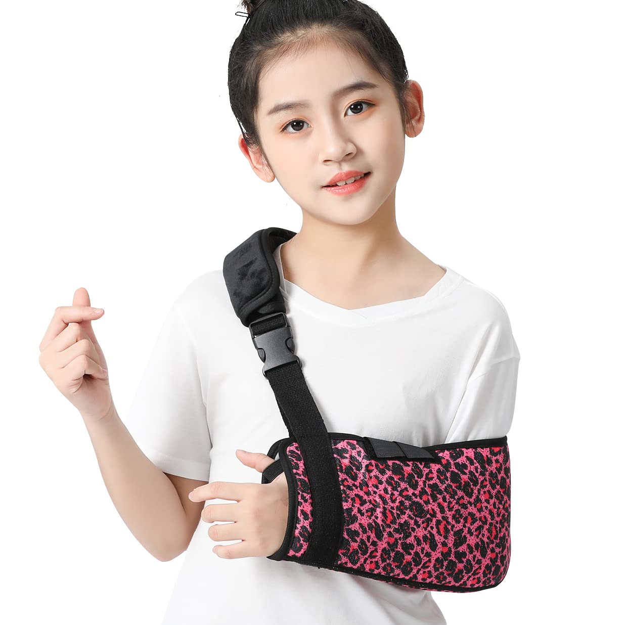 Ledhlth Soft Foam Arm Sling Red Leopard for Shoulder Kids Toddler Arm Support Brace for Broken Collarbone Children Shoulder Immobilizer for Shoulder Injury (Kids S)