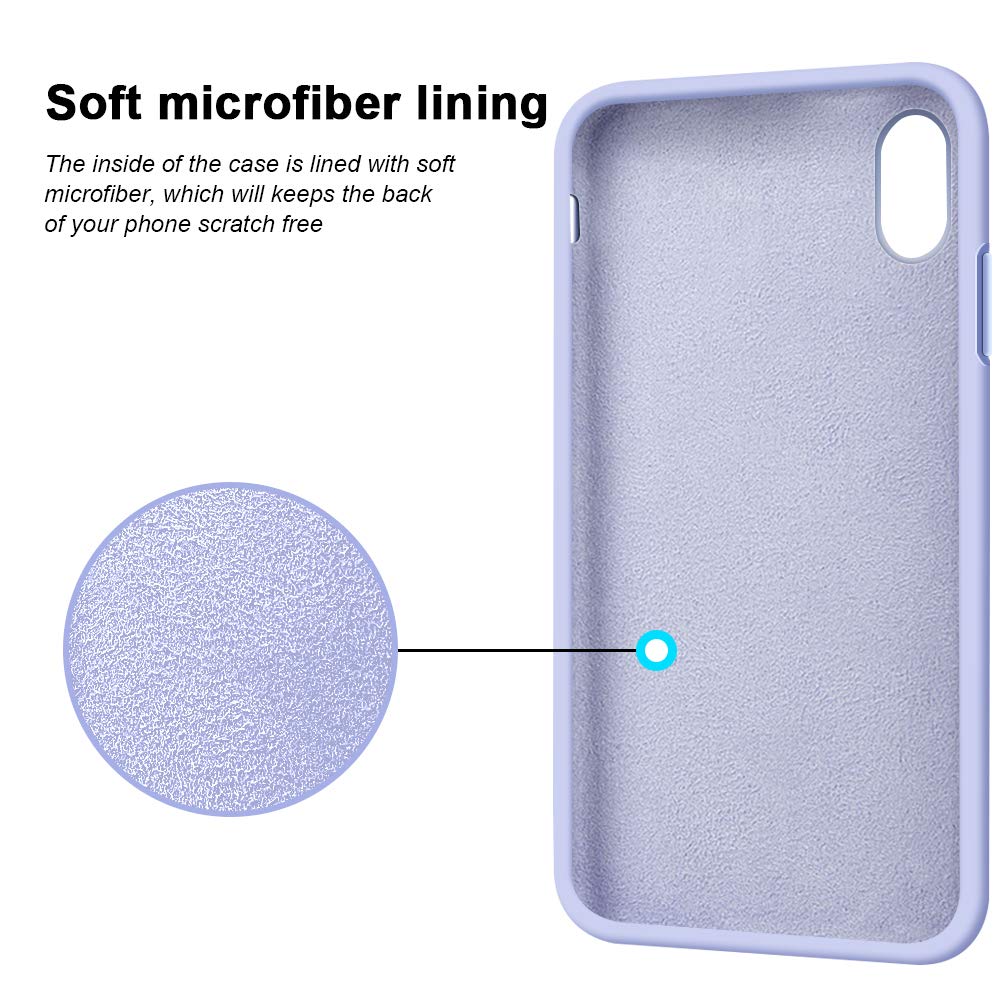 iPhone Xs Max Case, Anuck Soft Silicone Gel Rubber Bumper Case Anti-Scratch Microfiber Lining Hard Shell Shockproof Full-Body Protective Case Cover for Apple iPhone Xs Max 6.5" 2018 - Light Purple
