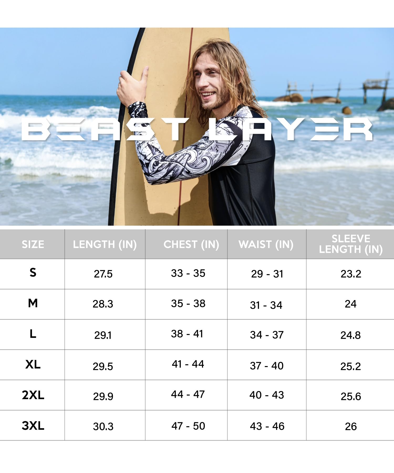 HUGE SPORTS Men's Splice UV Sun Protection UPF 50+ Skins Rash Guard Long Sleeves(Split, XL)