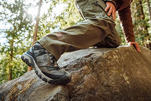 KEEN Men's-Ridge Flex Mid Height Waterproof Hiking Boots, Magnet/Black, 11