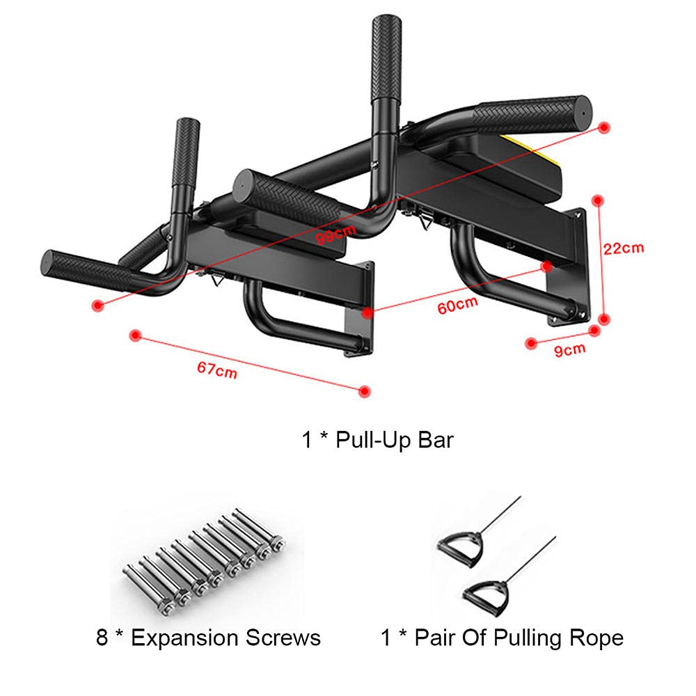 KDFJ Pull up Bar for Doorway,Home Pull-ups Wall Single Parallel Bars, Strength Training Dip Stands,Single Pole Home Fitness Equipment-Black