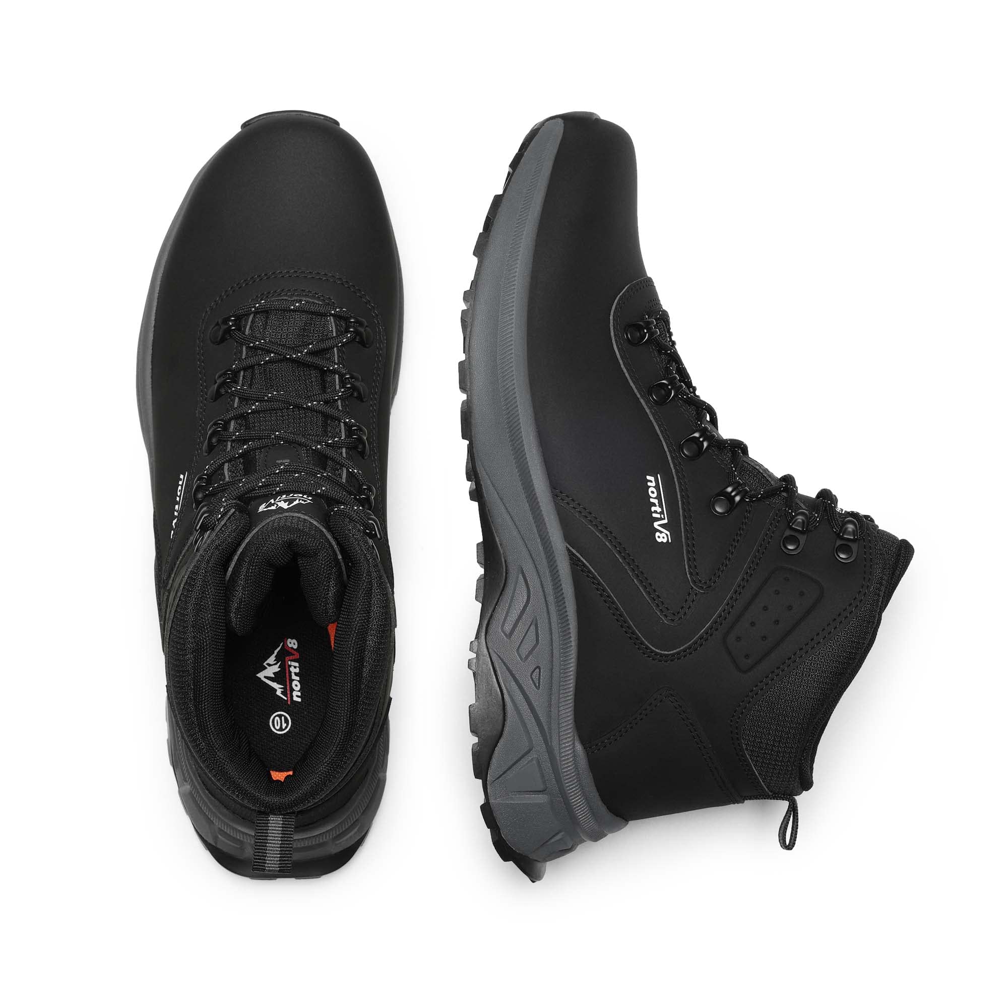 NORTIV 8 Mens Waterproof Hiking Boots Outdoor Trekking Mid Backpacking Mountaineering Shoes,Size 12 Black SNHB238M