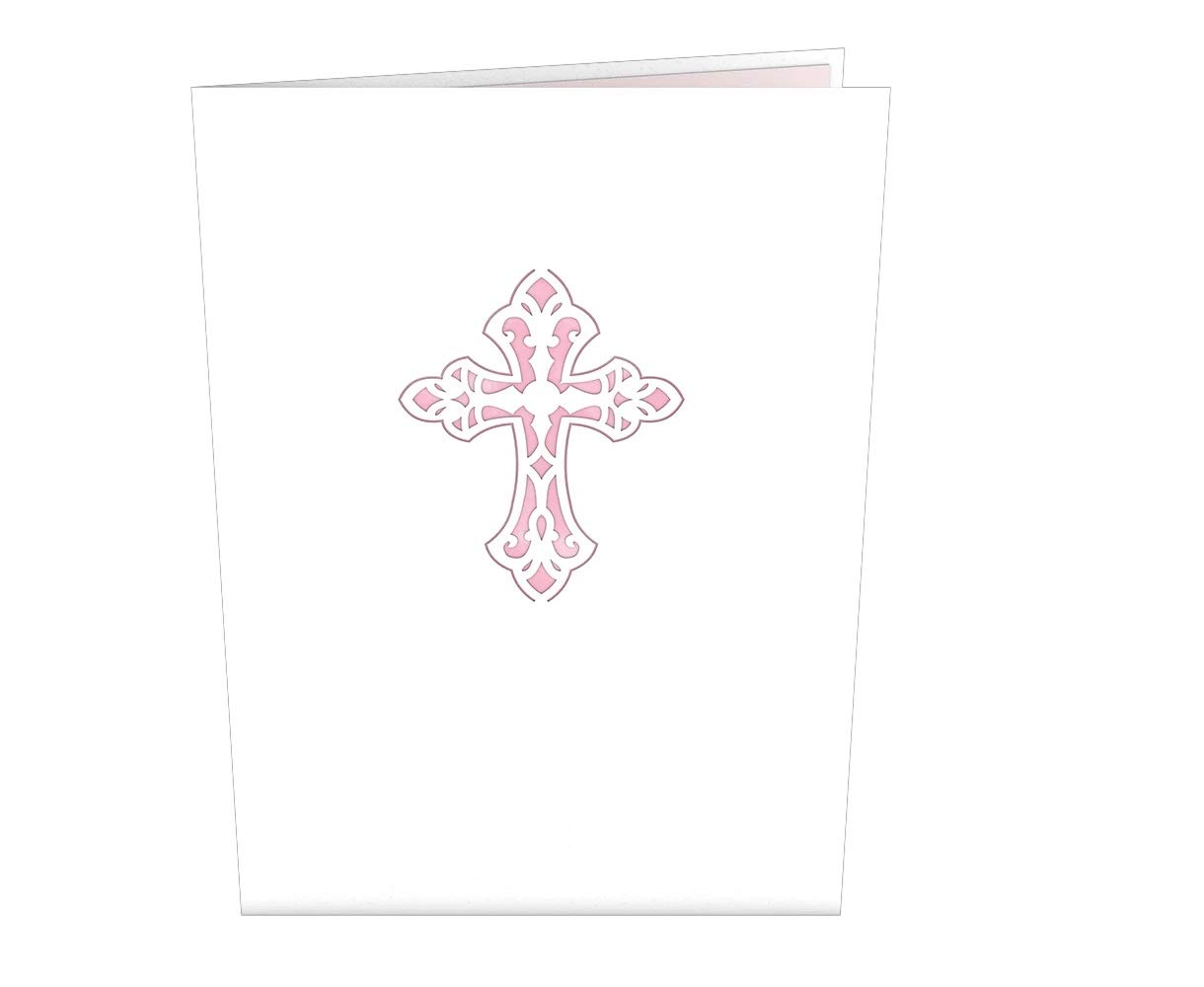 Lovepop Easter Pink Floral Cross 3-D Pop-Up Greeting Card