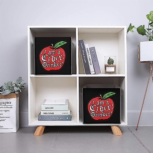 I'm A Cider Drinker Apple Storage Cubes with Handles Foldable Fabric Bins Organizing Baskets for Shelves Closet