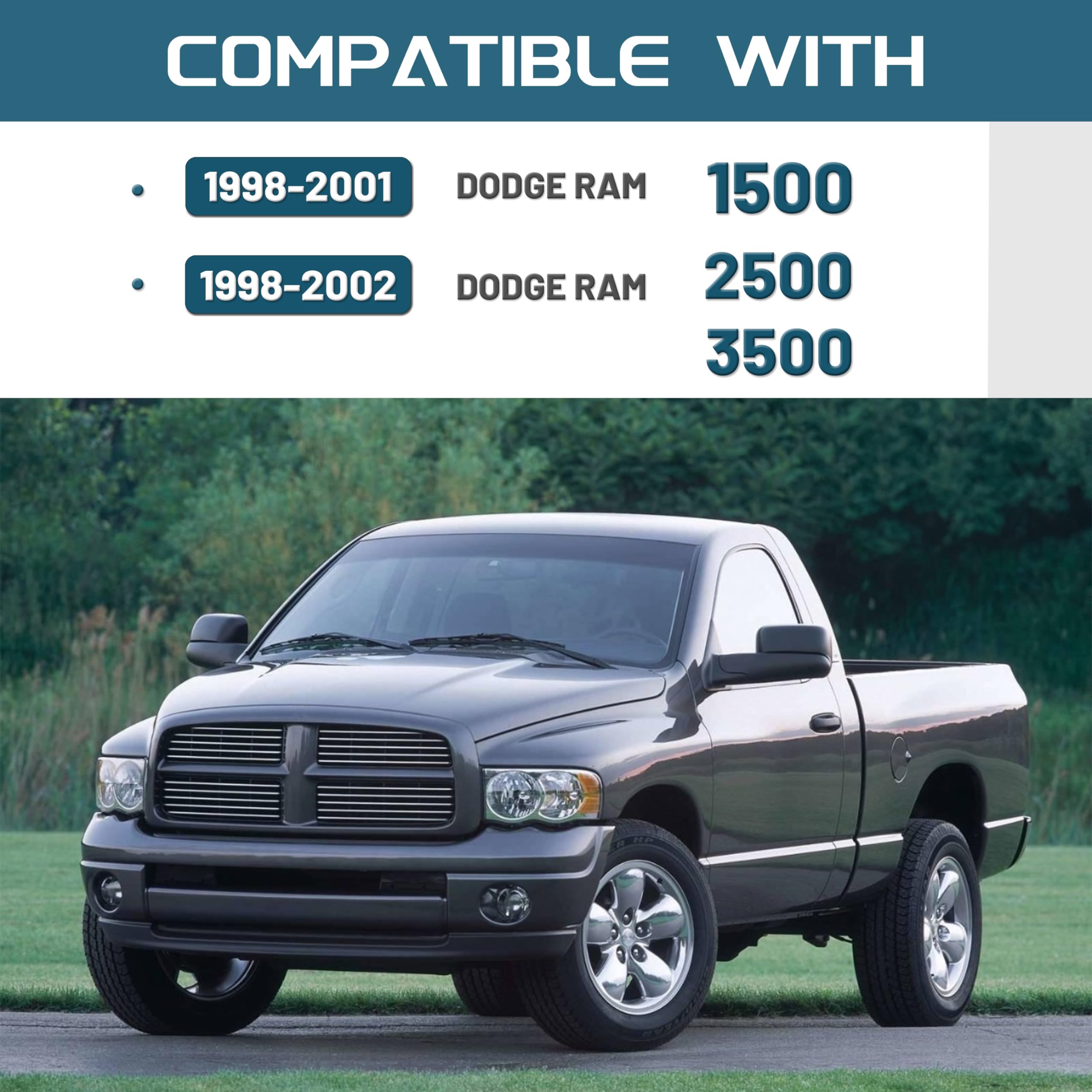 KUAFU Dash Replacement Compatible with 1998 1999 2000 2001 2002 Dodge Ram 1500 2500 3500 Dash Panel Dash Top Dashboard Replacement (Dark Gray)