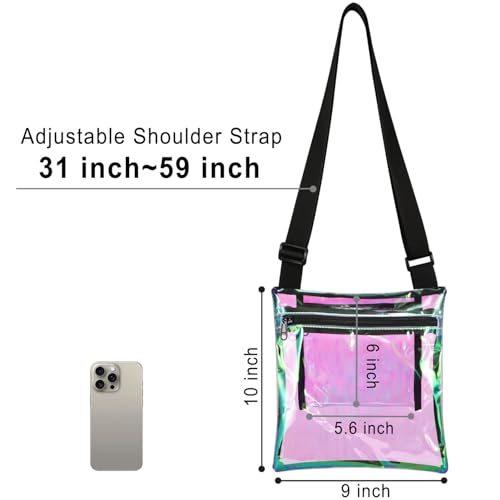 HULISEN Clear Crossbody Purse Bag, Stadium Approved, with Extra Inside Pocket
