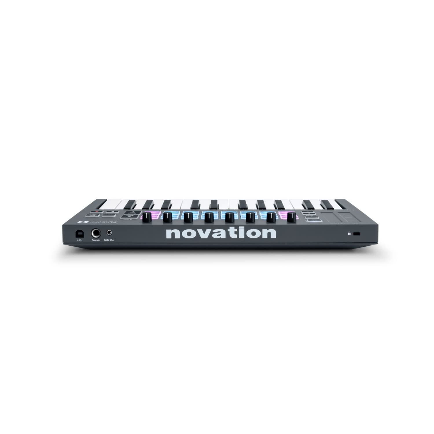 Novation FLkey Mini 25-Key MIDI Keyboard Controller Bundle for FL Studio with 20 Producer Edition (Boxed), Keyboard Piano Style Sustain Pedal (Black) and 4-Port USB 3.0 Hub (4 Items)