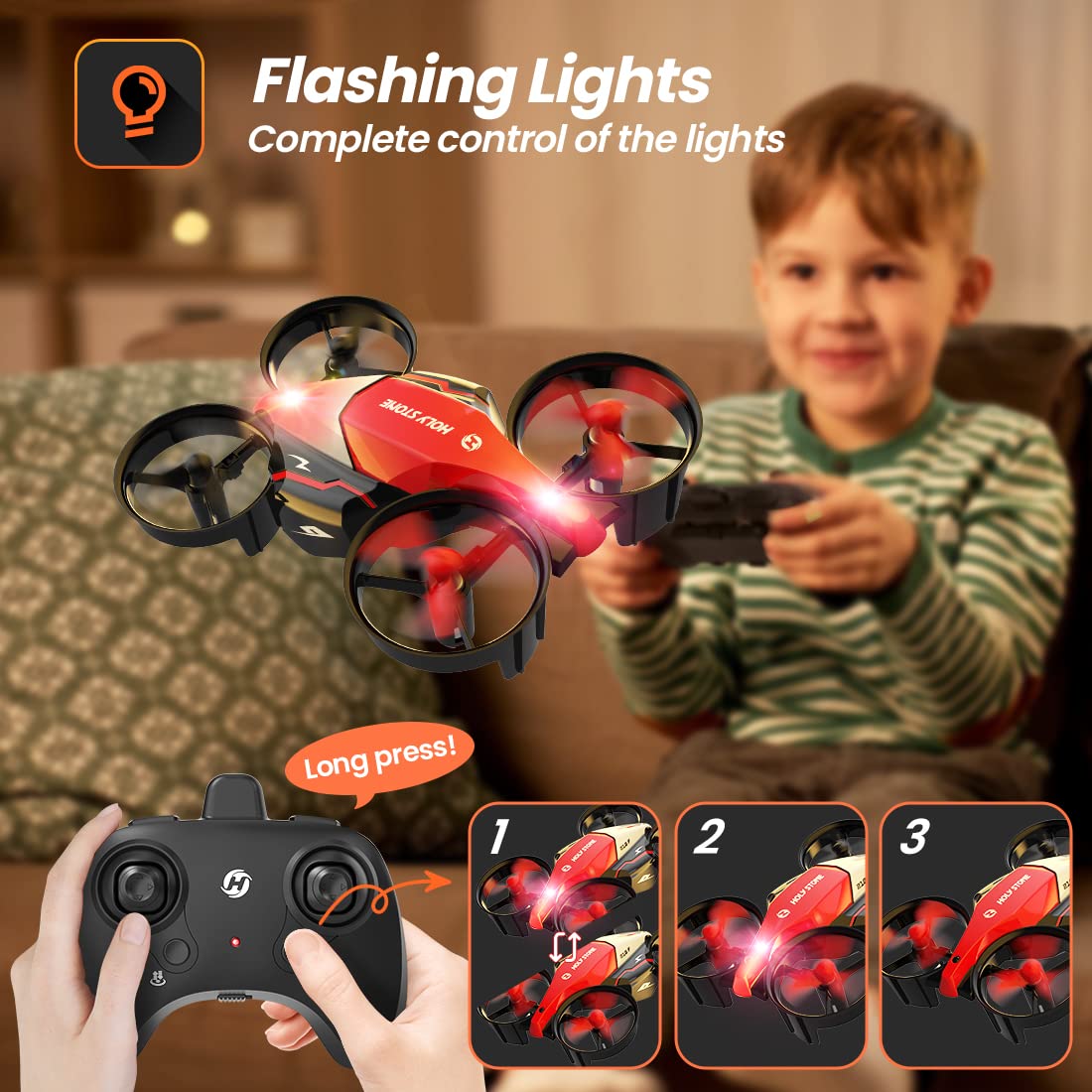 Holy Stone Mini Drone for Kids, HS210F 2 In 1 Small Indoor RC Quadcopter Helicopter Plane with Modular Battery, Land and Fly Mode, Auto Hovering, 3D Flip, Headless Mode, Toy Gift for Boys and Girls…