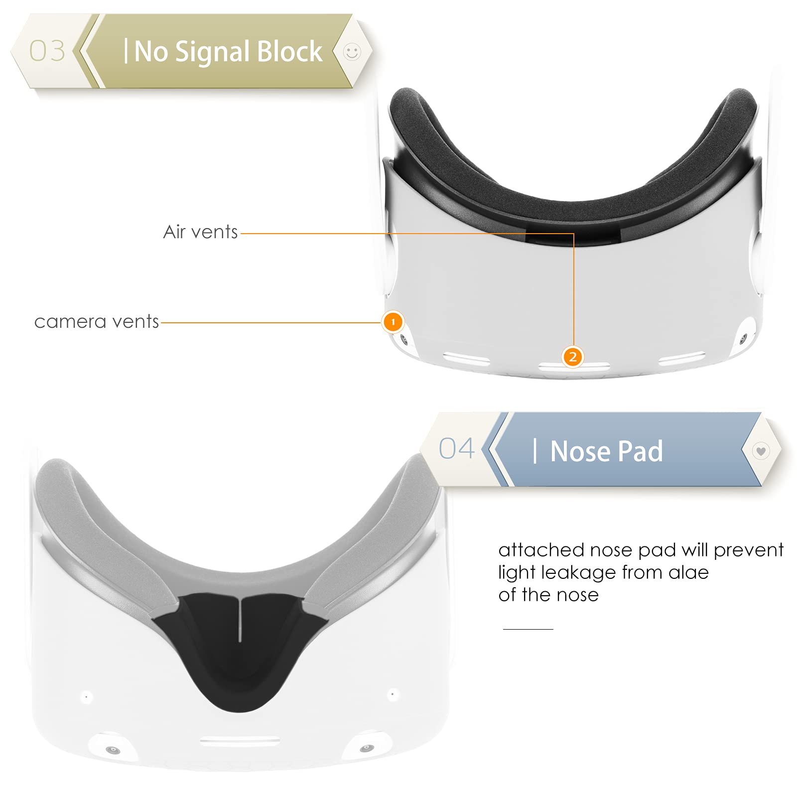 imeux Protective Shell Cover for Quest 2 Oculus Accessories VR Silicone Skin Front Face Protector Hood Kit Anti Dust Anti Scratch Preventing Collisions (Greyish White)