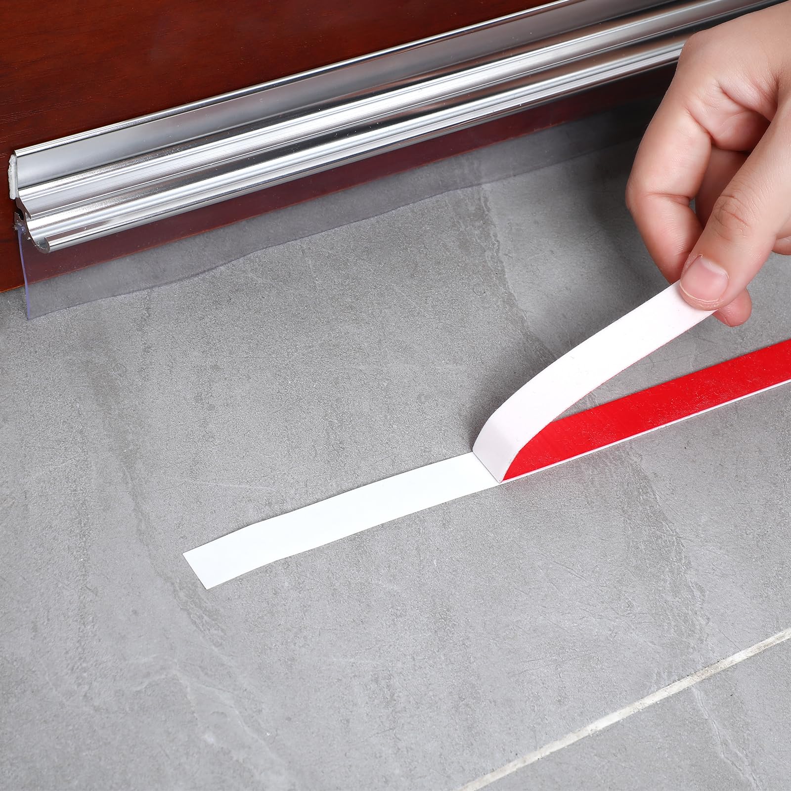 PRERUICHI 25" Chrome Framed Shower Door Replacement Drip Rail with Shower Door Bottom Sweep and 2 Applied Mounting Tape (25inch)