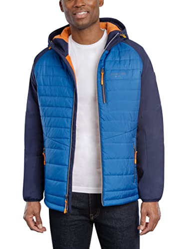London Fog Men's Mixed Media Active Jacket, Blue, Small