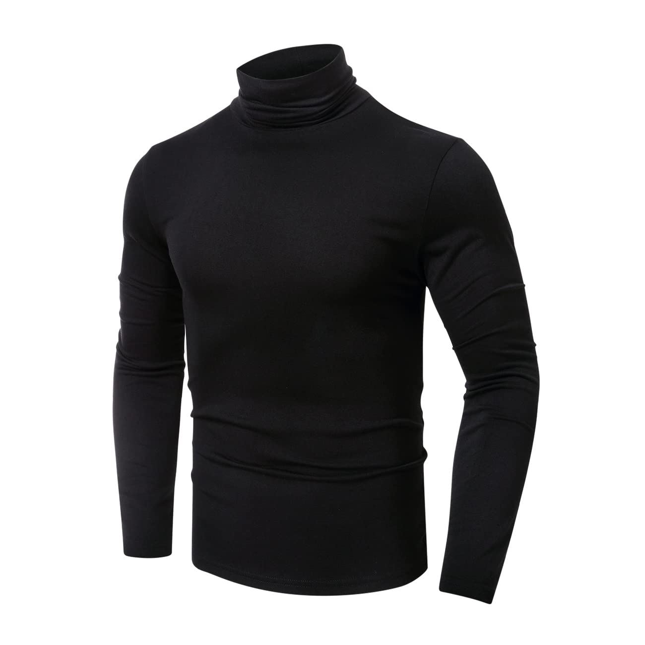LONGBIDA Men's Half Turtleneck Long Sleeve Pullover Shirt Basic Thermal Top Stretch Slim Fit Sweaters(Khaki,L)