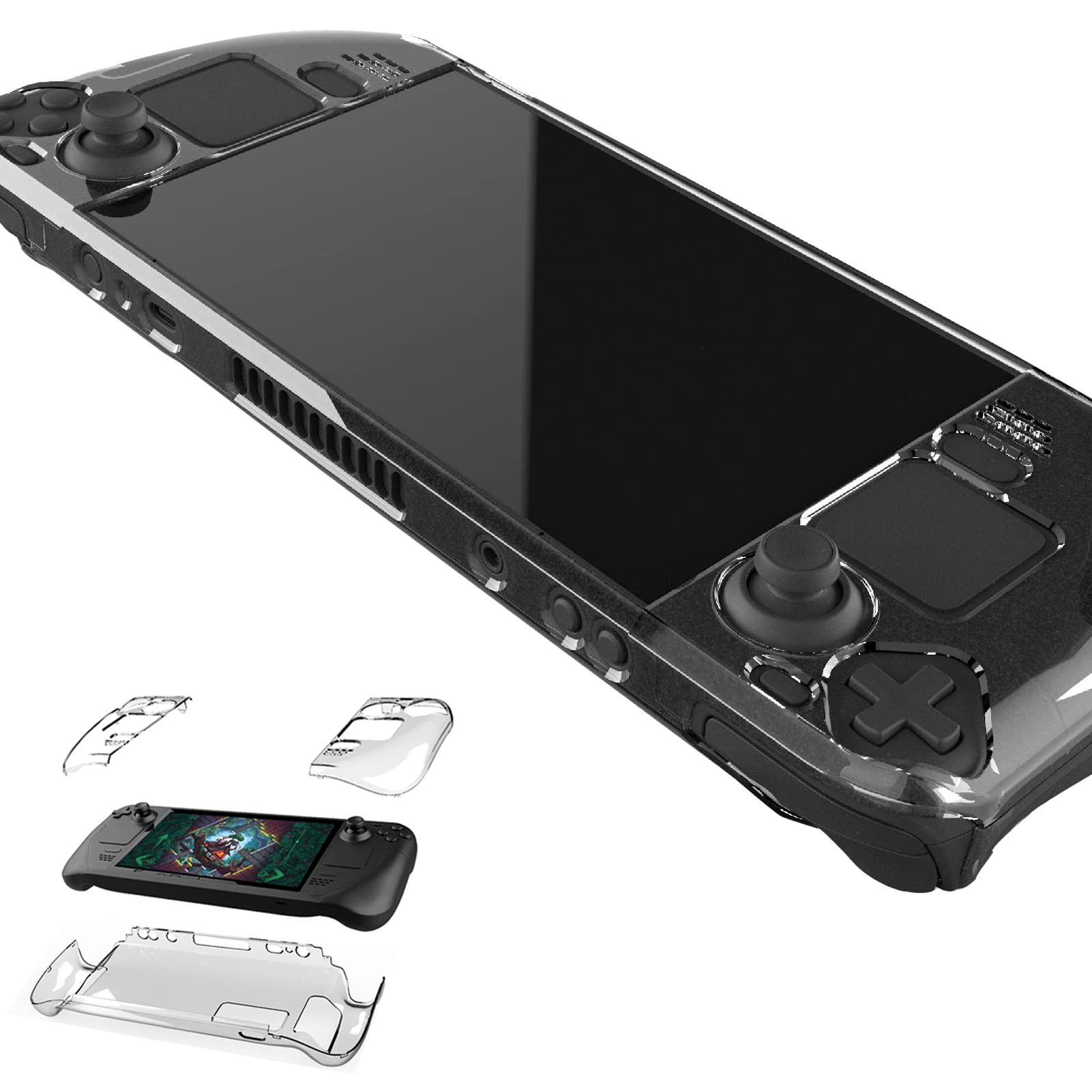 LIBIFUN Clear Case for Steam Deck PC Cover Anti-Slip PC Shockproof Protective Cover Game Console Case Compatible with Steam Deck