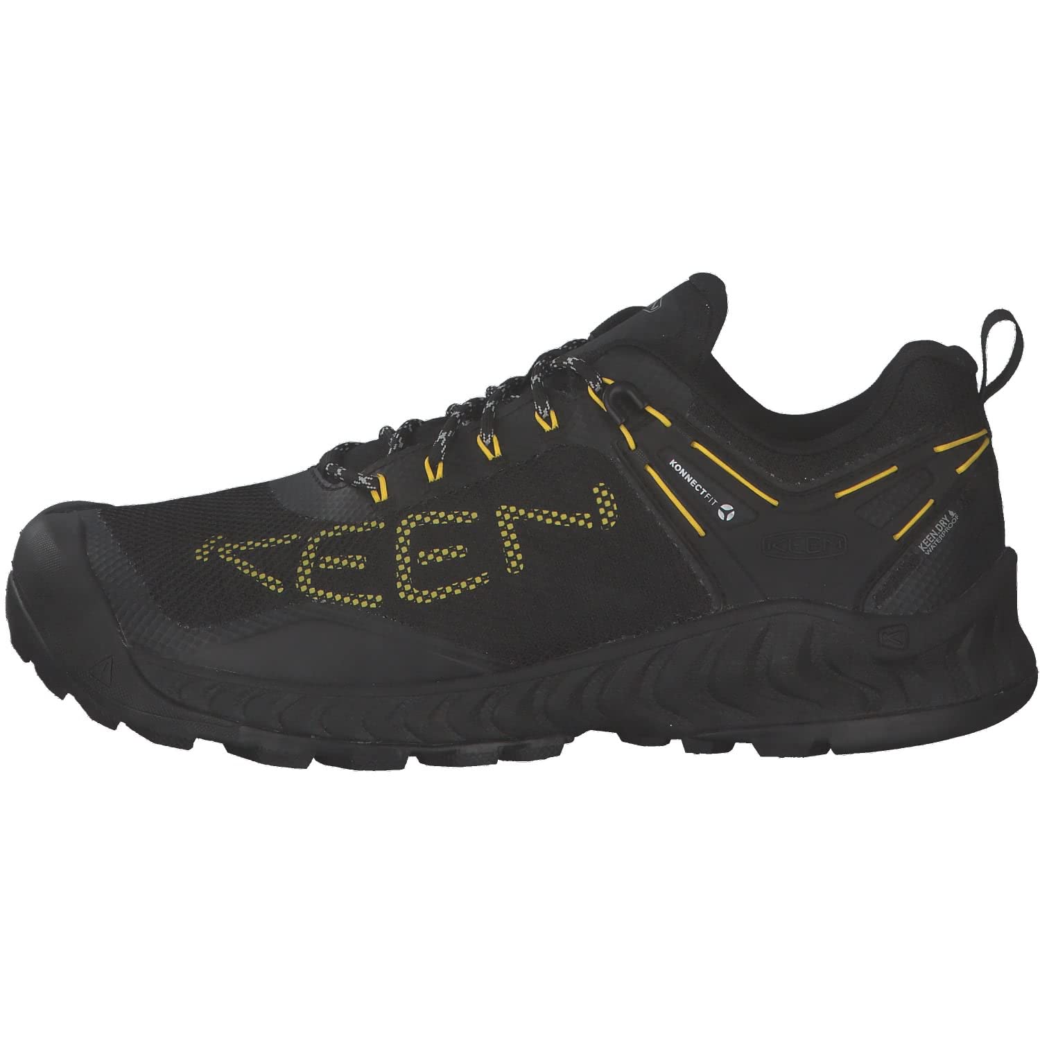KEEN mens Nxis evo Waterproof fast Packing Hiking Shoe, Black/Keen Yellow, 11.5 US