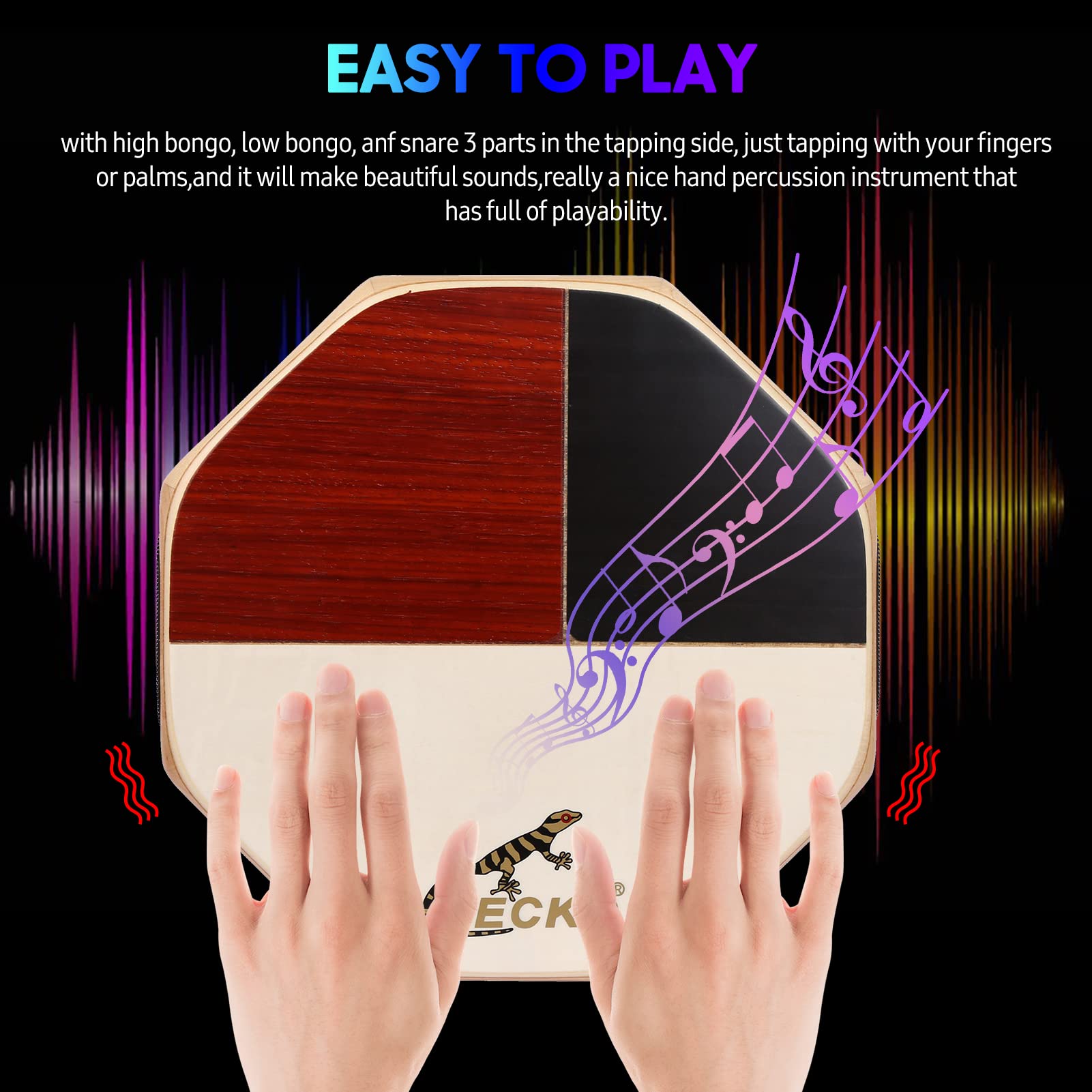 NTBL GECKO SD6 Cajon Hand Drum Cajon Drum Percussion Instrument with Carrying Bag Portable for Travel Camping