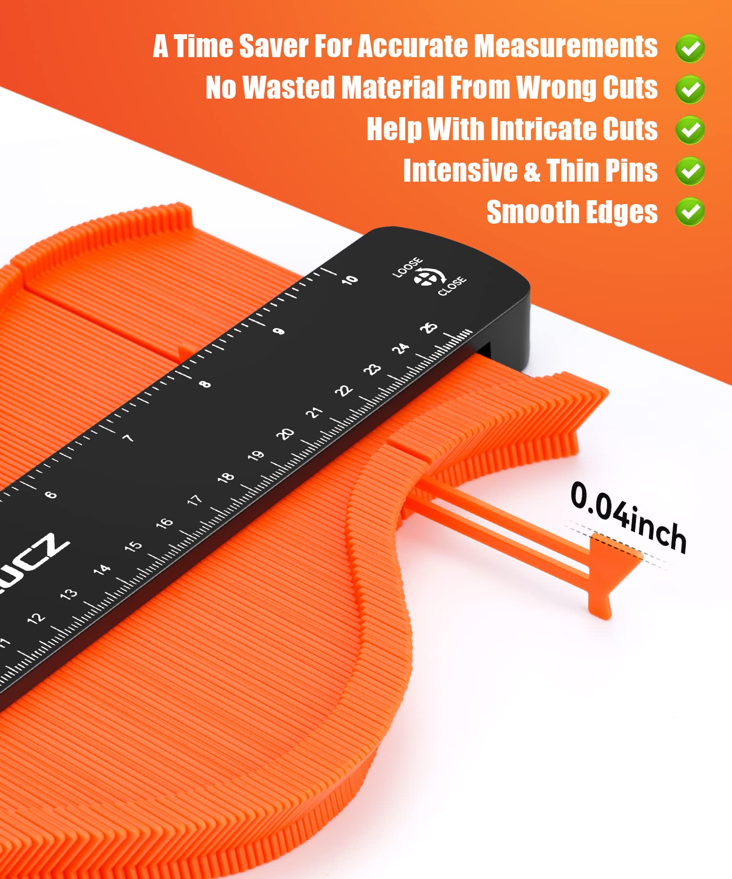 KLUCZ Contour Gauge 10+5 Inch with Lock (2-pack), Duplicator Gauge Shape and Outline Tool Adjustable Woodworking Tools Gifts for Men, Dad, Husband, Grandpa, Construction Rulers Scribe DIY Carpenter