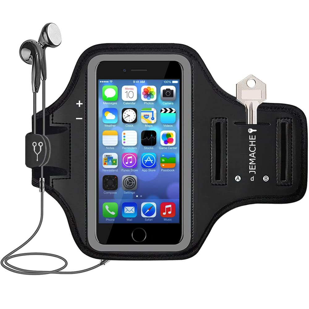 iPhone SE (2016) 5S 5 Armband, JEMACHE Gym Running Exercise Workout Sport Arm Band Case for iPhone 5 5S SE (4.0") with Card Holder (Black)