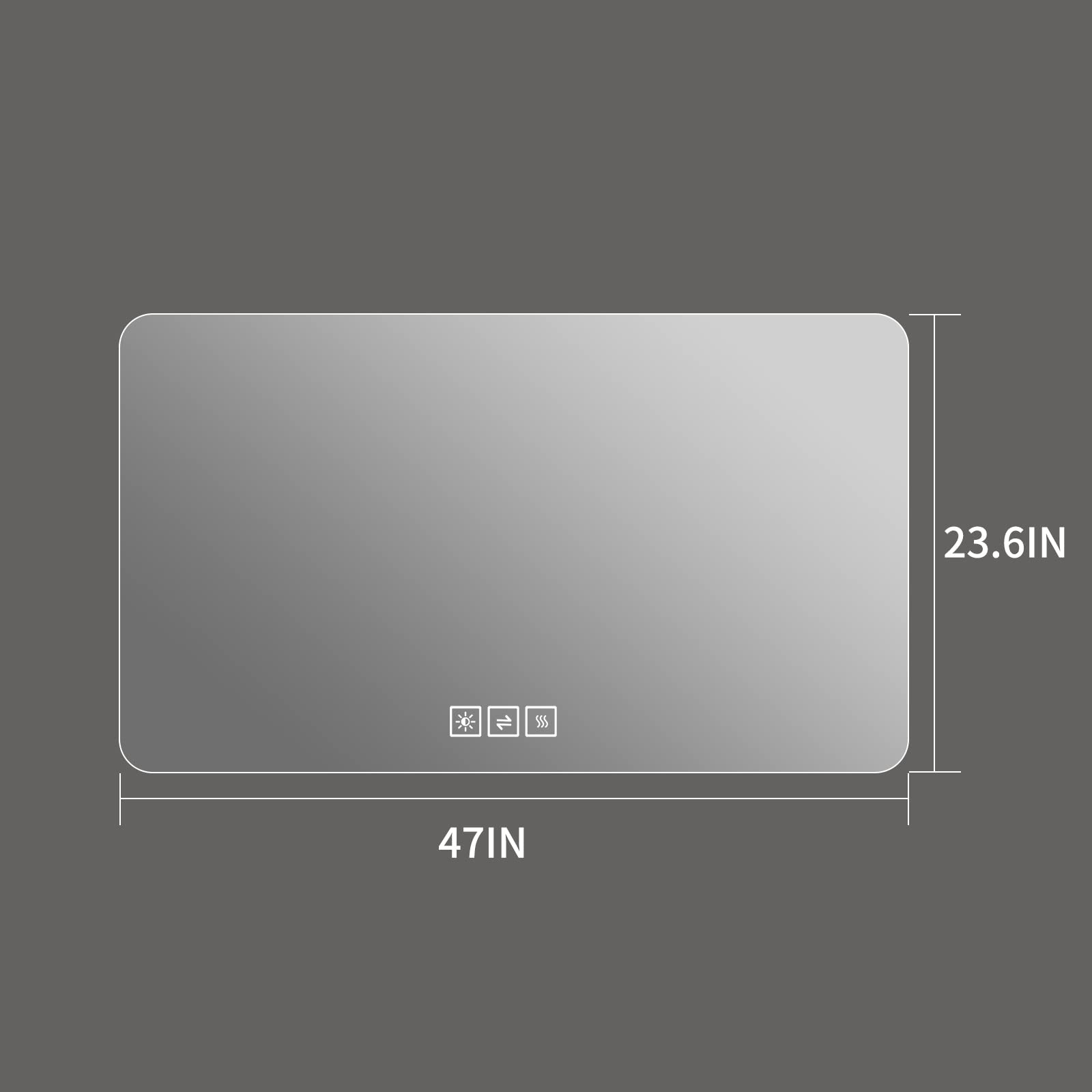 LAIYA 23.5βX47.5β Bathroom Vanity Mirror with Lights, Wall-Mounted Led Black Mirror for Bathroom Anti-Fog Waterproof, Light Adjustment Intelligent Touch Button Horizontal