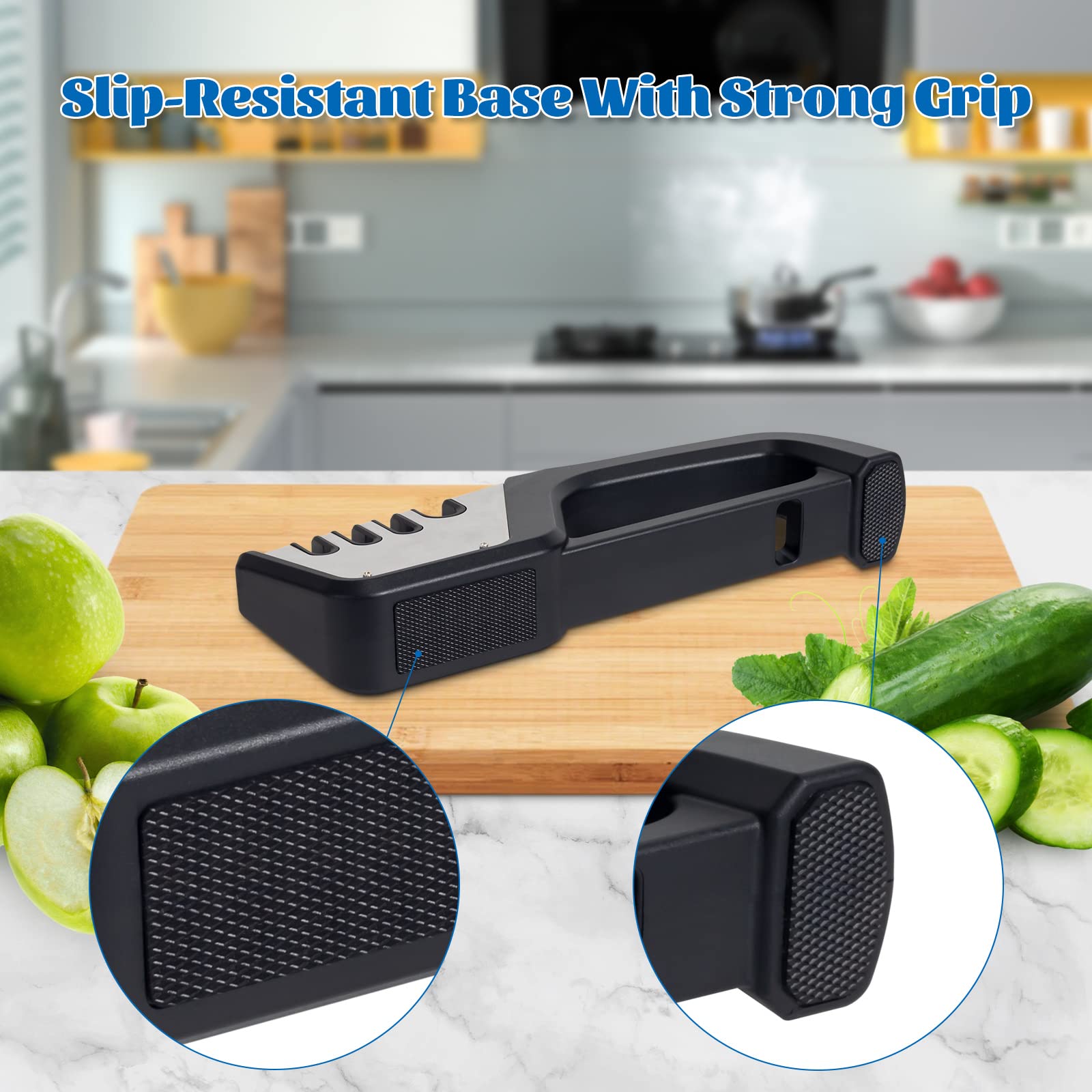 Labraca 4-in-1 Knife Sharpener, Best Chefs choice Knife Sharpener to Help Repair, Restore, and Polish Blades and Sscissor Sharpener, Black