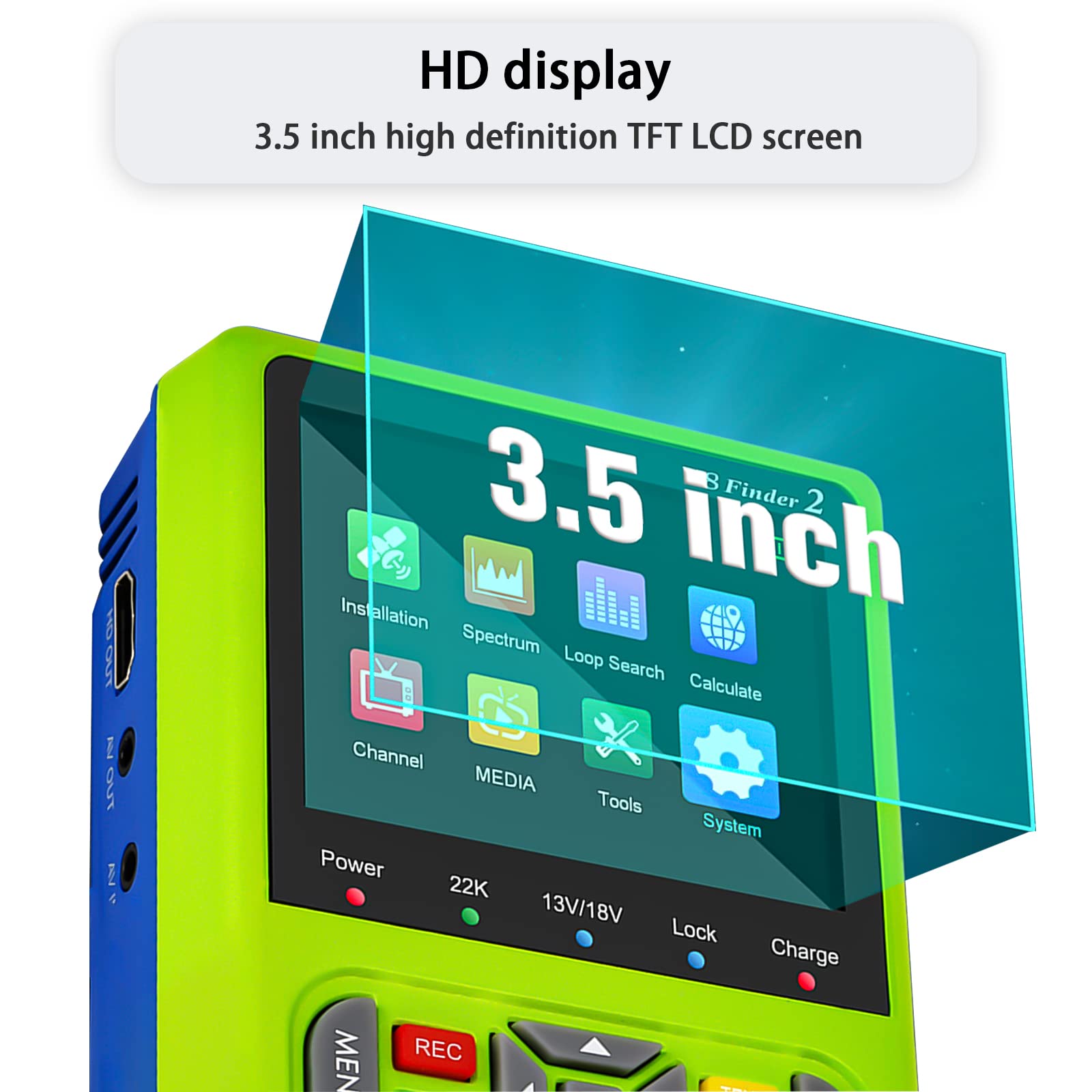 ICQUANZX V8 Satellite Finder Signal Meter Upgraded TV DVB-S2/S2X Receiver Sat Detector, HD 1080P Free to Air FTA 3.5" LCD Built-in 5000mAh Battery for Adjusting Sat Dish