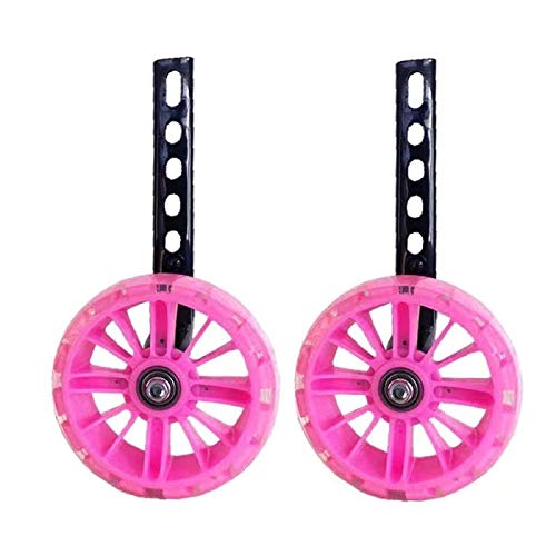 HUWAY training wheels flash mute wheel bicycle stabiliser mounted Kit compatible for bikes of 12 14 16 18 20 Inch, 1 Pair (pink2)