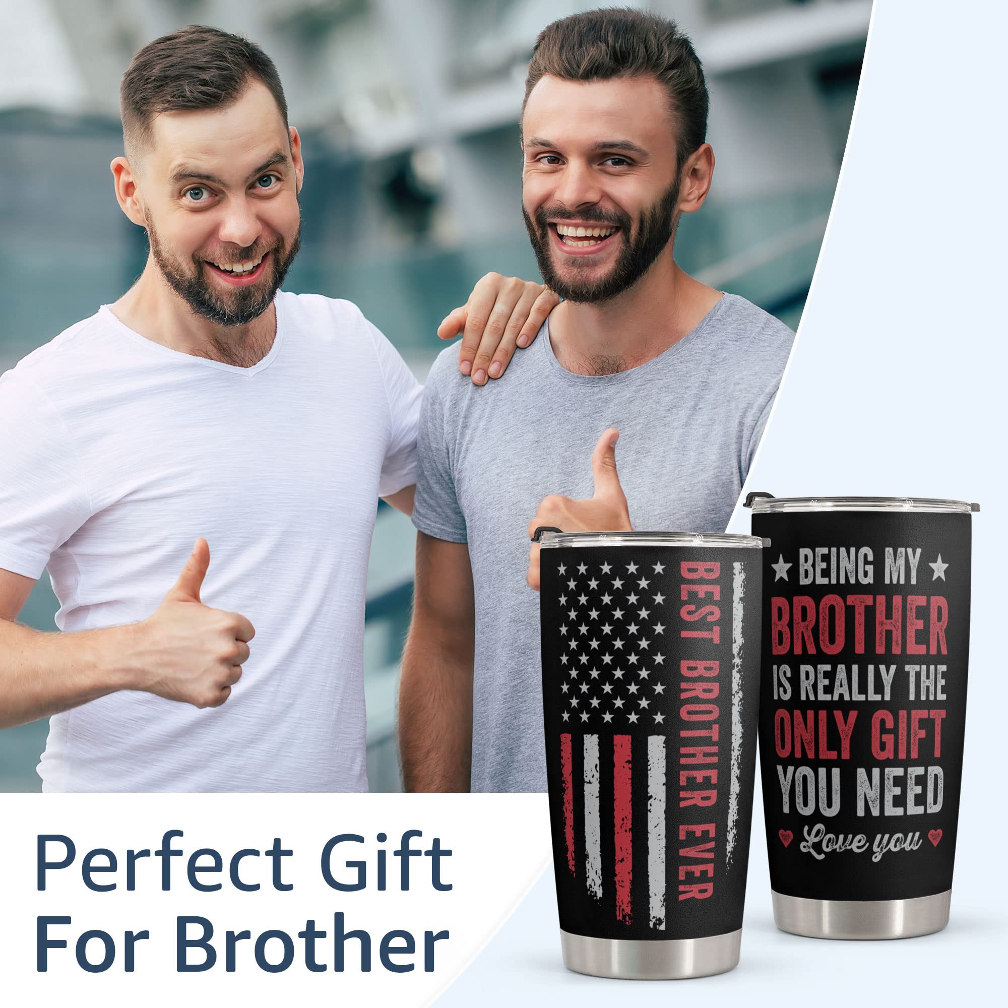 Macorner Brother Gifts - Tumbler 20oz - Birthday Christmas Gifts for Brothers From Sister Brother - Gifts For Men Big Brother Little Brother Siblings Brother In Law - Brother Gifts From Sister