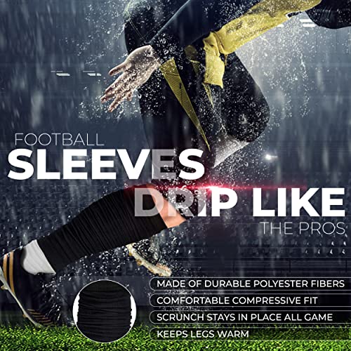 Long Scrunch Socks Football Drip, 4 Socks, 2 Leg Sleeves Included, Stain Resistant Padded Football Socks, OBJ Socks Football (as1, numeric, numeric_10, numeric_14)