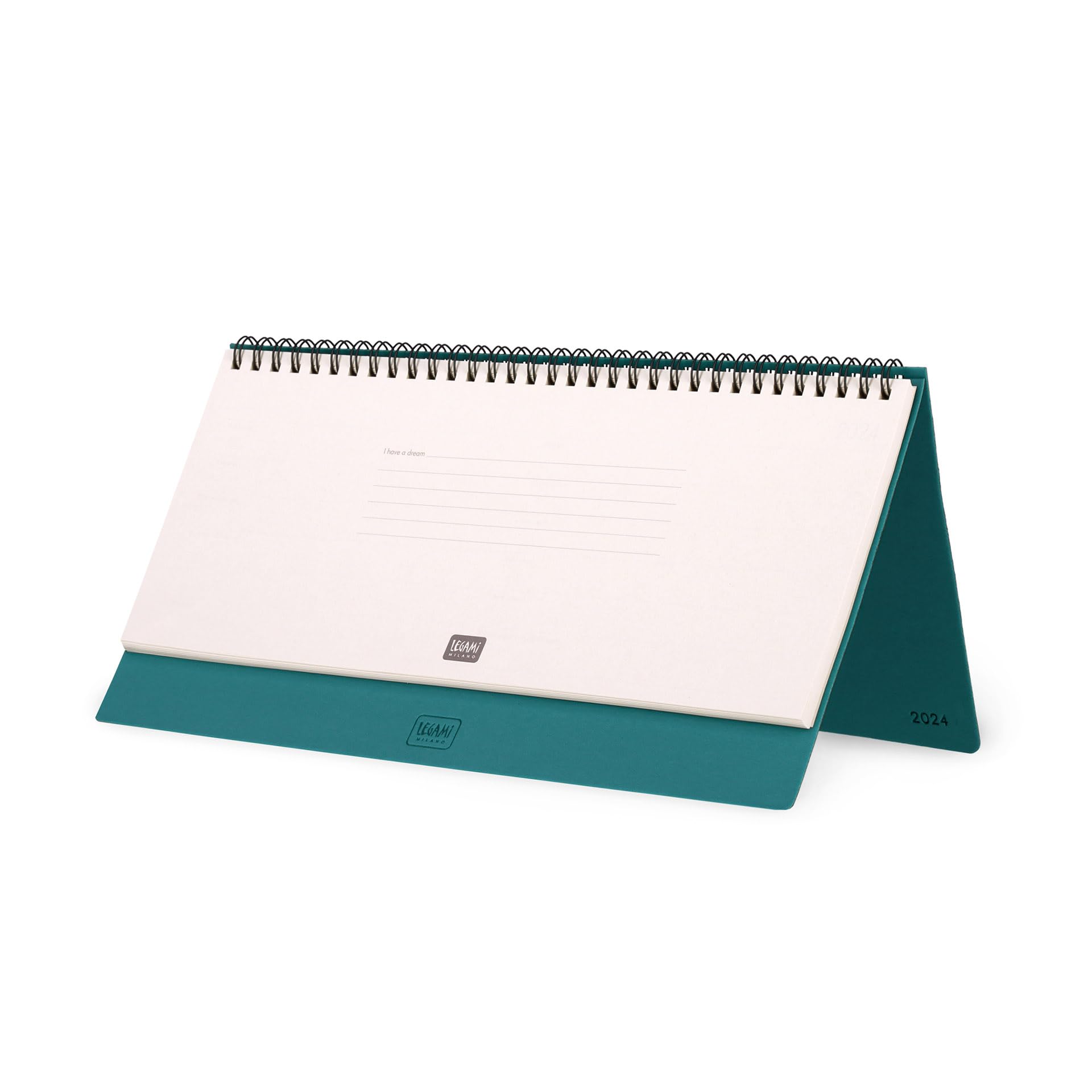 Legami - Desk Planning, 13 Months, from January 2024 to January 2025, Spiral Binding, One Week by Page, Holiday Plan, International Parties, Address Book, 29x15 cm, Malachite green