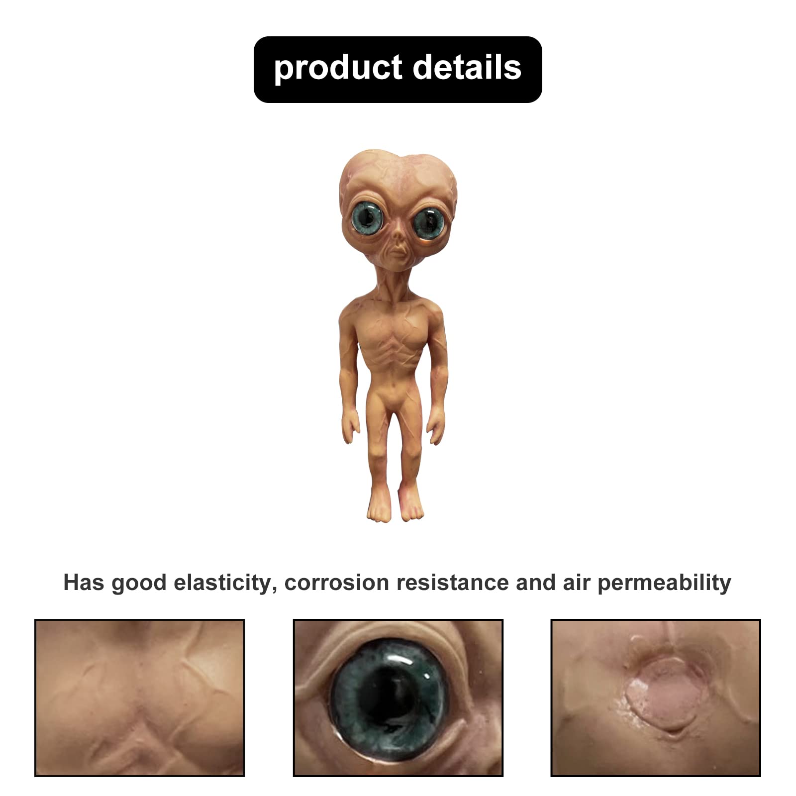 MOLEZU Halloween 9 Inch Latex Little Alien Prop Small UFO Little Prop UFO Alien Statue for Adult