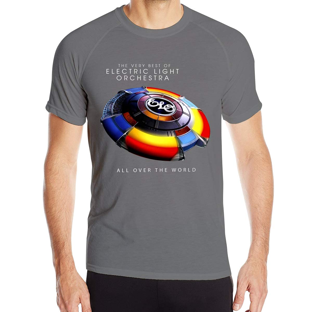 Lakivde Electric-Light Orchestra Men's Short Sleeve Crewneck Quick Dry Athletic Casual T-Shirt Deep Heather, X-Large