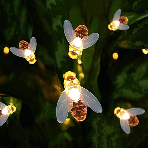 Joiedomi Solar String Lights 21ft 30 LED Waterproof Simulation Bees Decor for Christmas Home Party Garden Patio Xmas Outdoor Decor