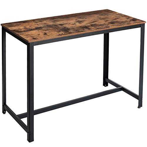 IBUYKE Bar Table, High Dining Table, ndustrial Bar Counter, Home Office Desk with Metal Frame, 47.2 x 23.6 x 35.6 in, Desk for Living Room, Kitchen, Rustic Brown GL-TMJ013H