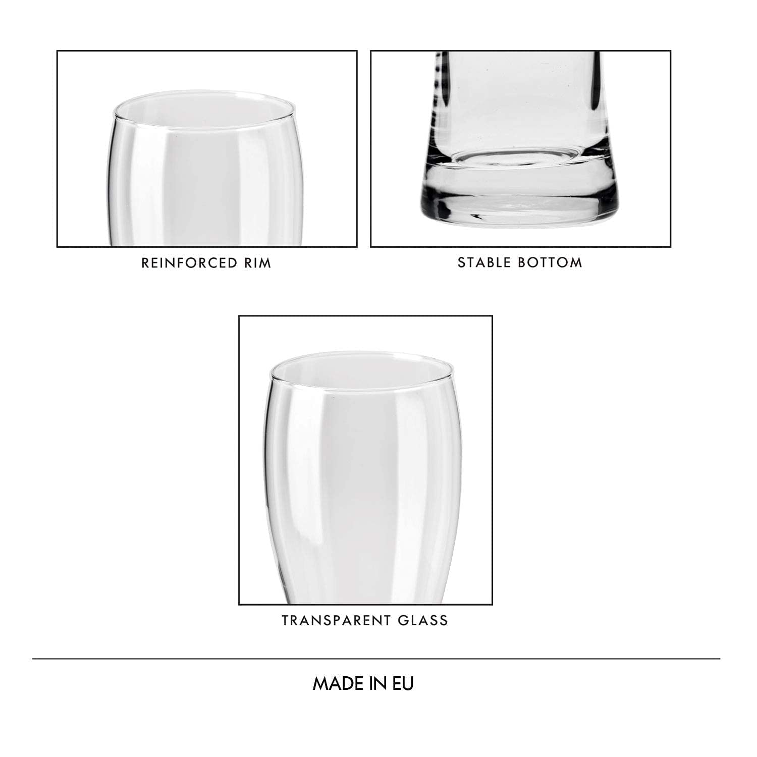 Krosno Tall Beer Pint Glasses | Set of 6 | 16.9 oz | Chill Collection | Perfect for Home, Restaurants and Parties | Dishwasher Safe