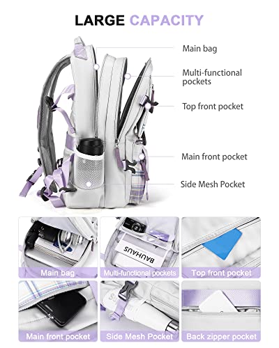 WONHOX Travel Backpack for Women Bundle, Carry On Backpack,Hiking Laptop Backpack Waterproof Outdoor Sports Rucksack Casual Daypack, Purple