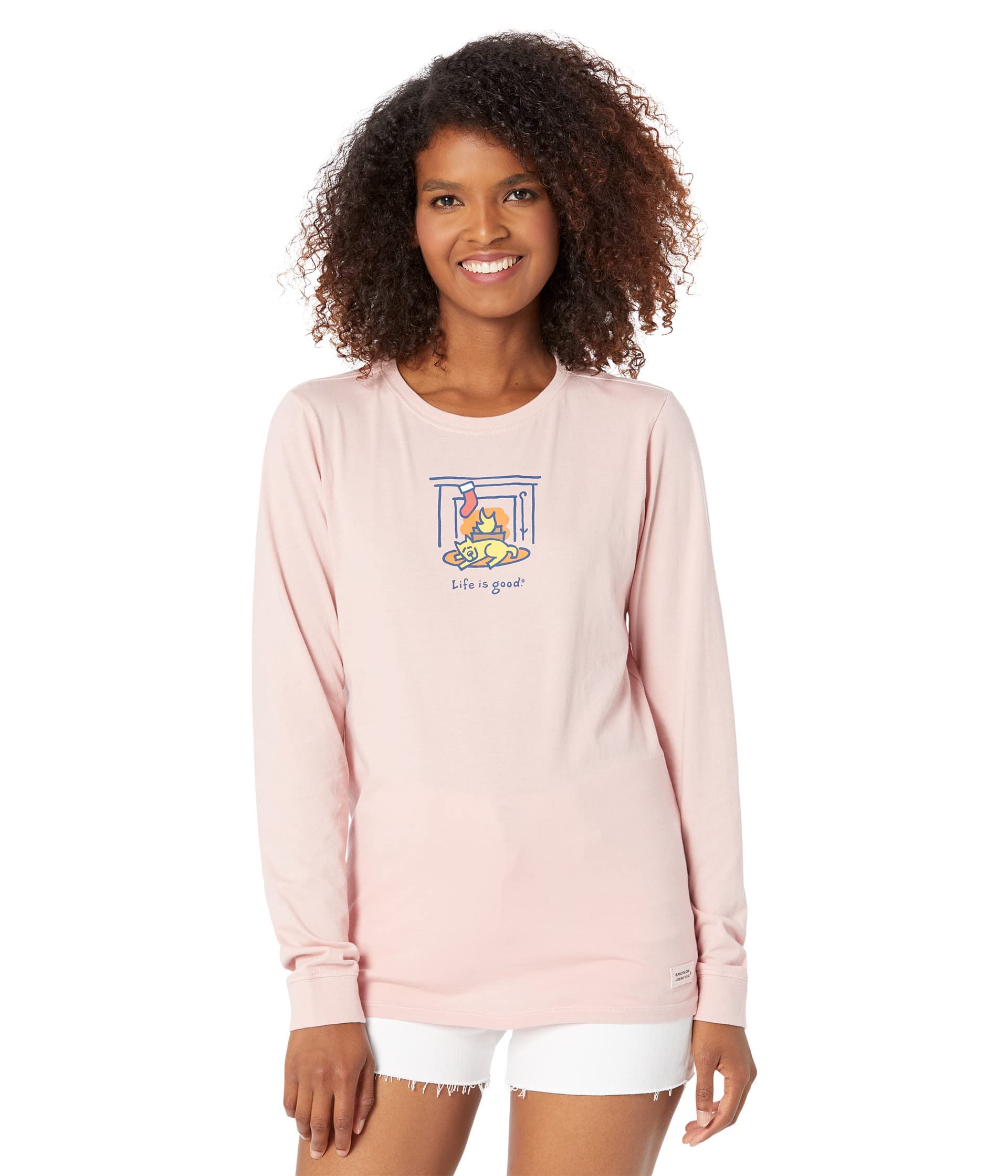 Life is Good. Women's Rocket Fireplace LS Crusher-Lite Tee, Himalayan Pink, XXX-Large