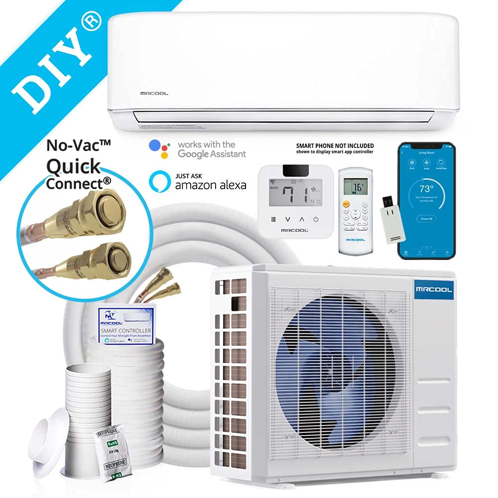 MRCOOL DIY 18k BTU 20 SEER Ductless Heat Pump Split System 3rd Generation - Energy Star 230v & Diversitech E Lite Plastic Equipment Pad for HVAC Systems, 18" x 38" x 3", Gray