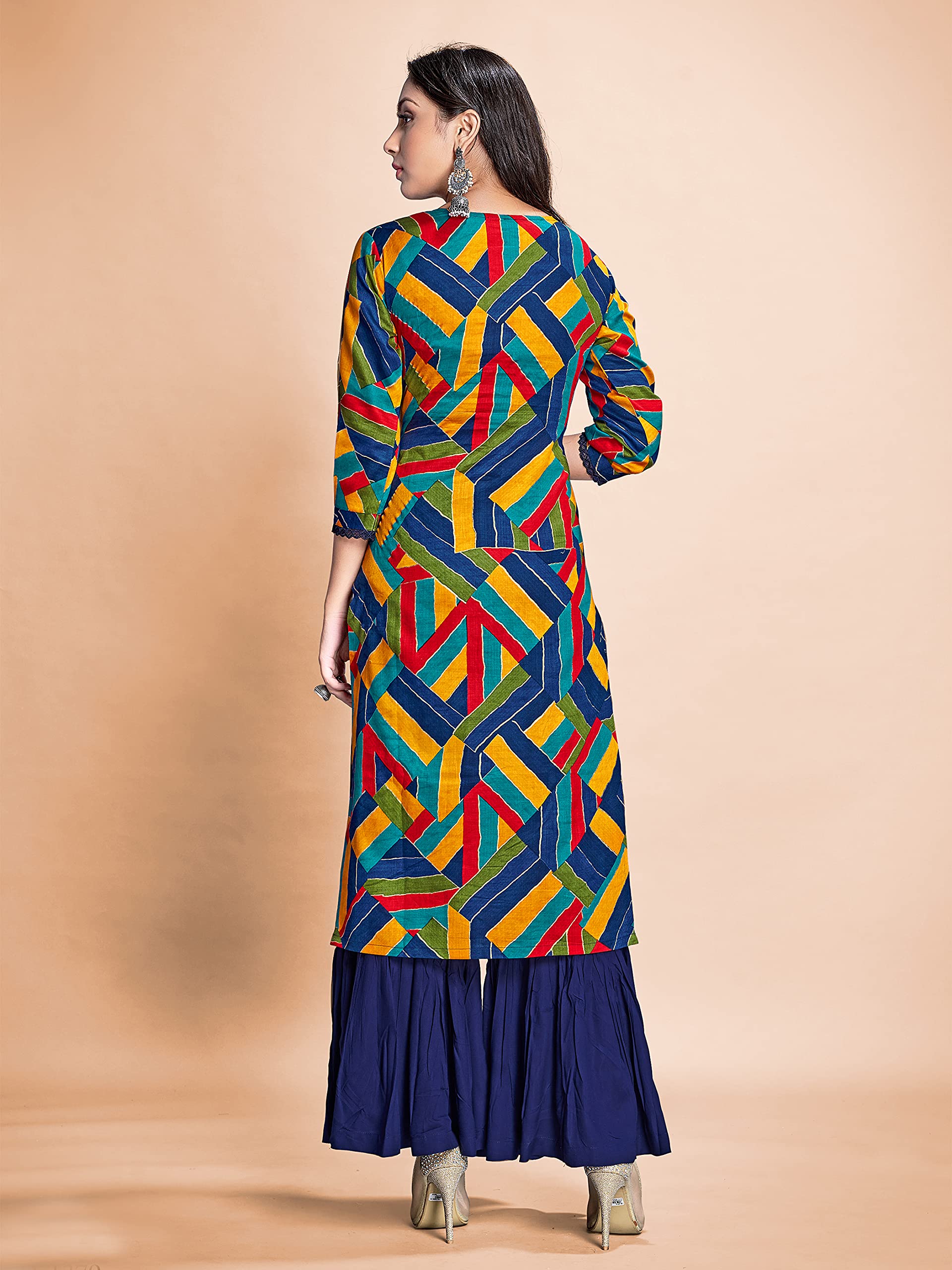 Indian Kurti for Womens With Palazzo | Rayon Printed Sarara Style Kurta Kurtis Tunic For Women