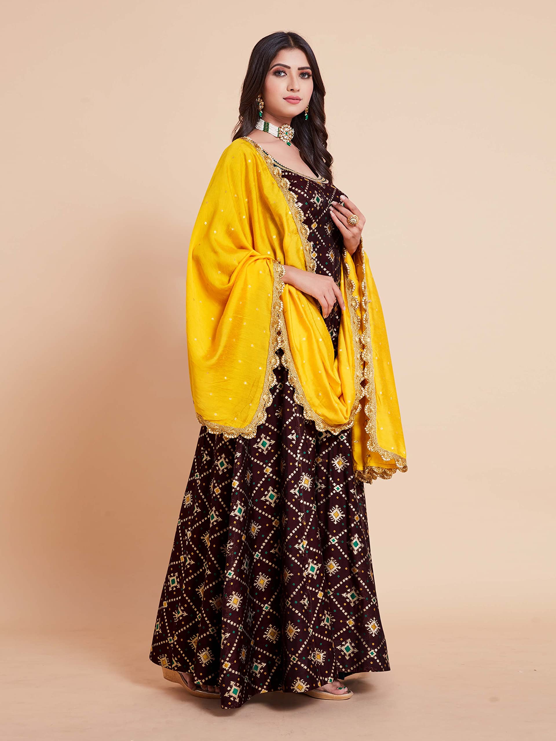 Indian Kurti for Womens Dupatta | Art Silk Woven Kurta Kurtis Tunic For Women Purple