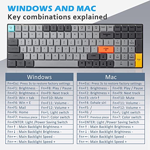 Odycle Low Profile Mechanical Keyboard, 99 Keys Triple-Mode 2.4G/USB-C/Bluetooth Wireless Mechanical Keyboard with RGB Backlit, Compatible with Windows and Mac OS Systems, Blue Switch,Black
