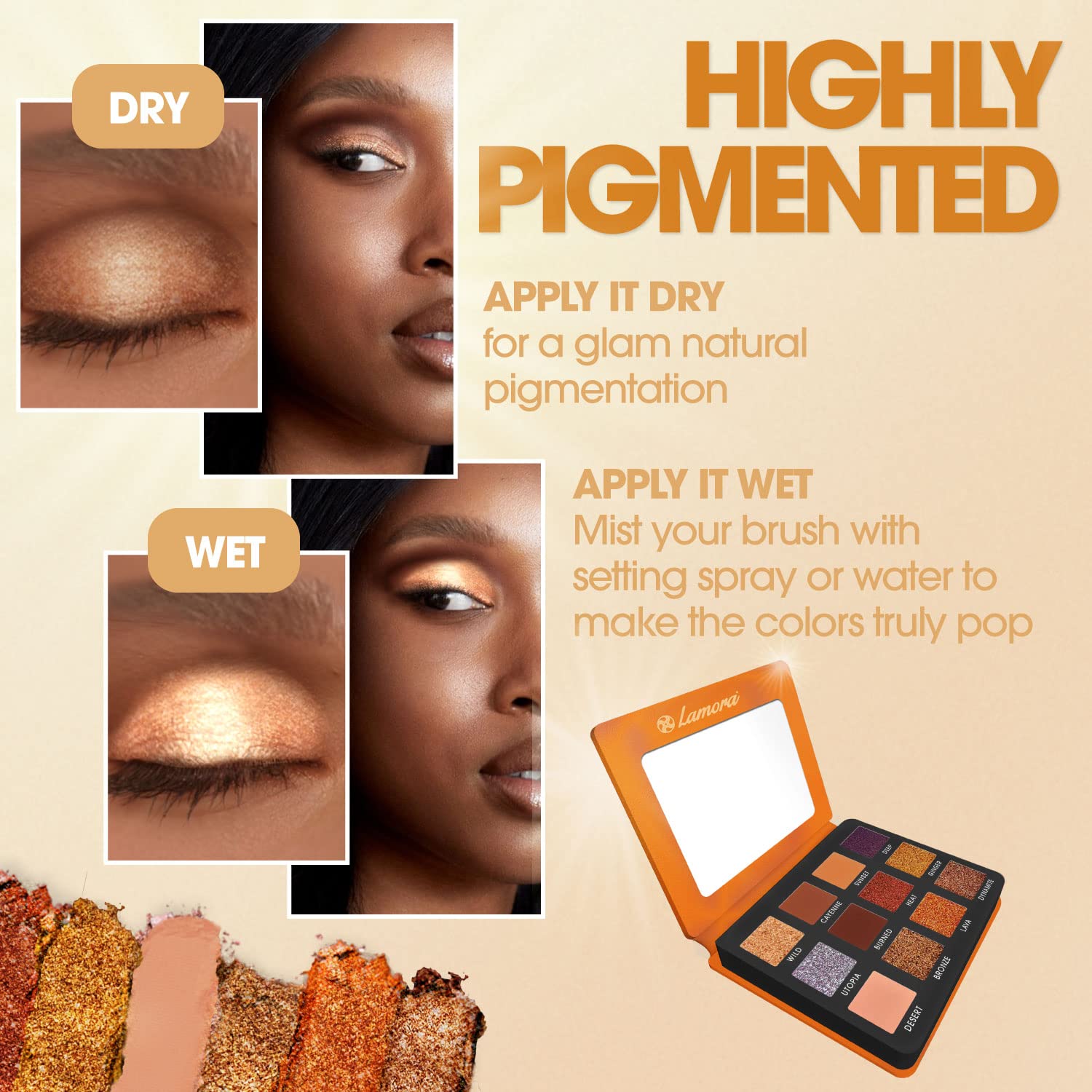 Lamora Nude Eyeshadow Palettes (Matte + Bronze Gold)