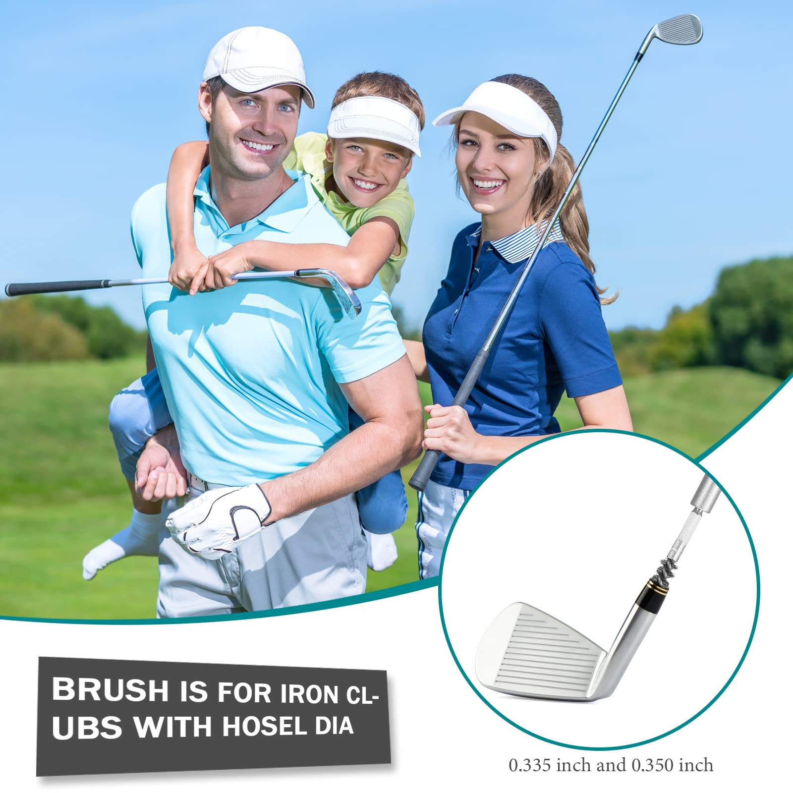 LEIFIDE 3 Pieces Golf Cleaning Brush Club Wire Scrub Tool Golf Shaft Ferrules Brush Electric Drill Golf Wire Brush Tool with Storage Box for Iron and Wood