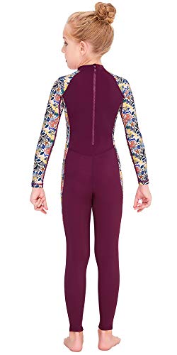 Kids One Piece Long/Short Sleeve Swimsuit Sun Protection Sunsuit Purple M