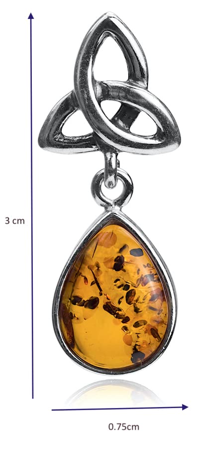 Ian and Valeri Co. Amber Sterling Silver Celtic Drop Pendant