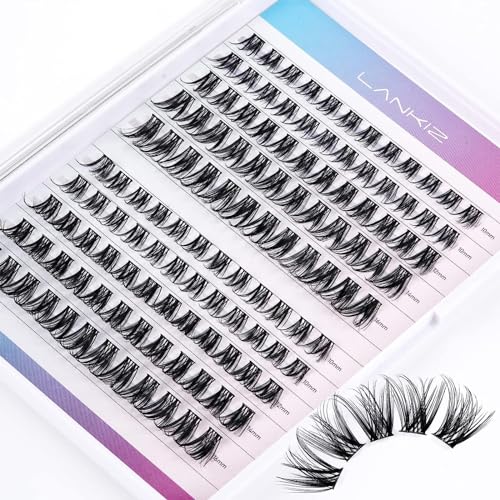 LANKIZ DIY lash Extensions Wispy, Lash Clusters Individual Lash Extensions,168 Clusters C+ D Mix Curl, Soft & Lightweight 10-16mm Mix Resuale Wide Band+Mix Style Cluster Lashes (Classic C/D)