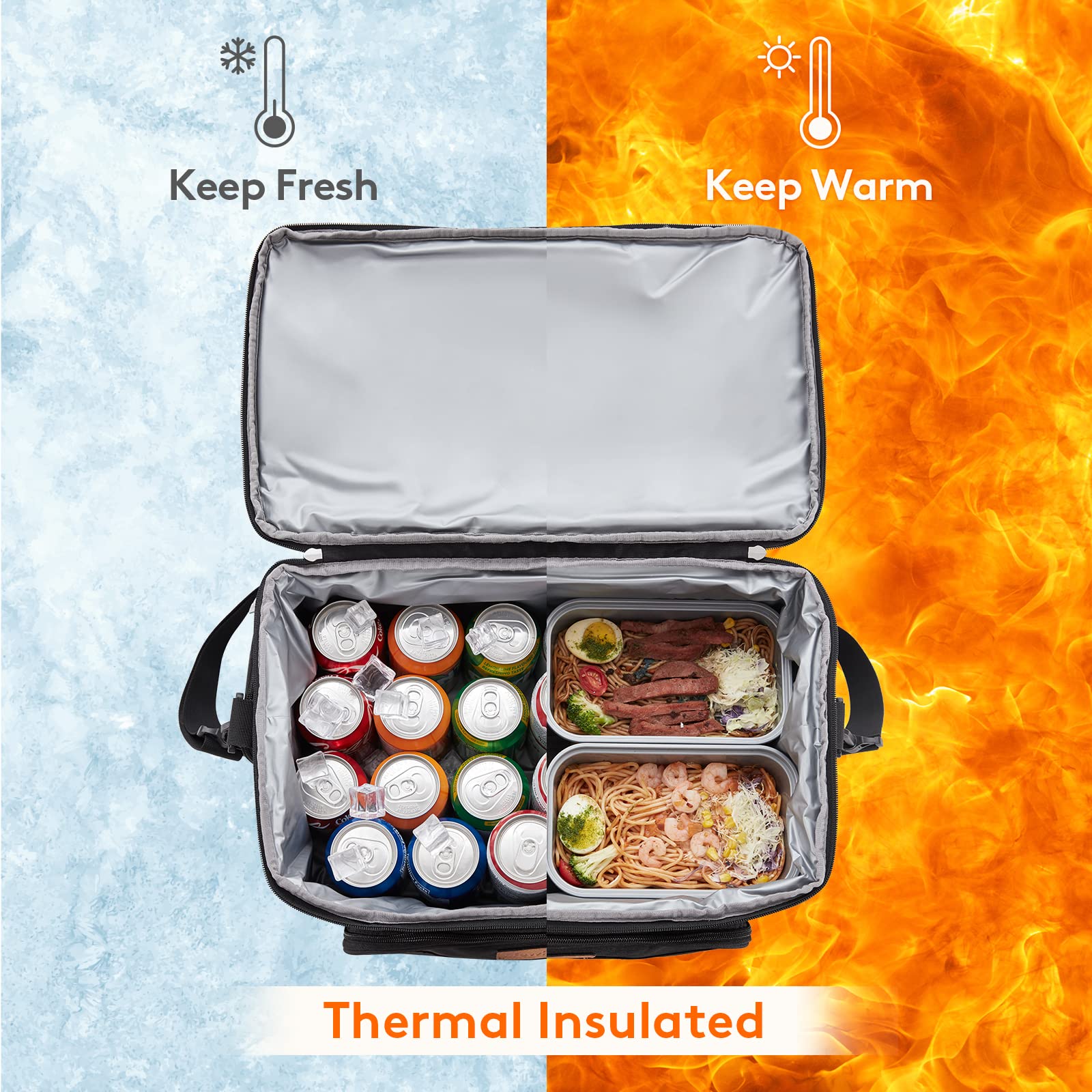 Lifewit 20L Black Cooler Bag, Bundle with 30L Grey Cooler Bag
