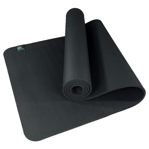 Kulae 8mm ECOmat Yoga Mat - Eco-friendly, Reversible, Lightweight, Non-Slip, 72"x24" (Black/Black)